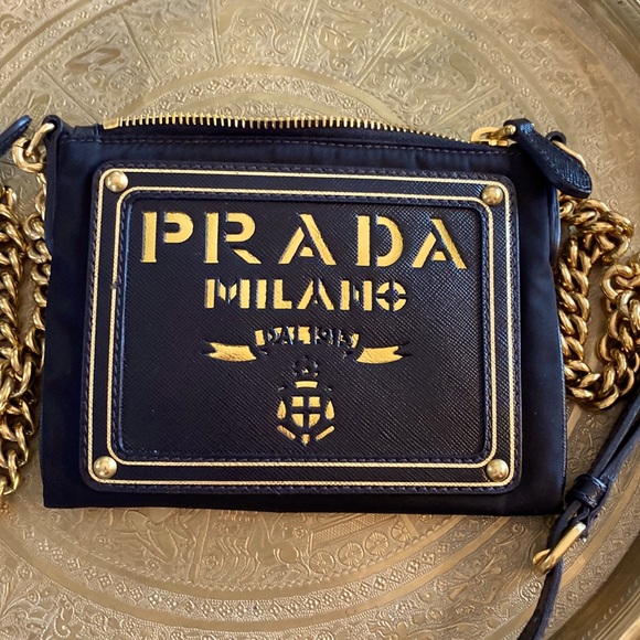 Prada | Bags | Prada Bandoliera Tessuto Oro Logo Crossbody Bag | Poshmark